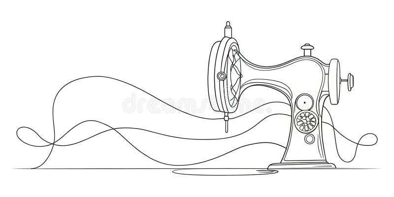 A Timeless Tapestry Continuous Line Art of an Antique Sewing Machine ...