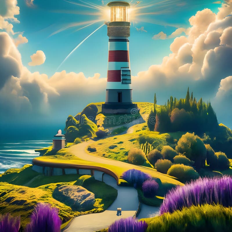 3D Rendered Futuristic Lighthouse Stock Illustration - Illustration of ...