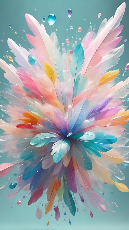 Pastel Illustration of Feathers in an Explosion of Colors Wallpaper ...