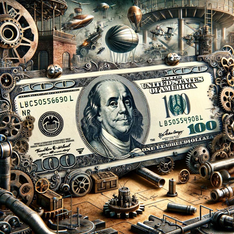 Steampunk Currency: AI-Generated 100 Dollar Bill in a Retro-Futuristic ...