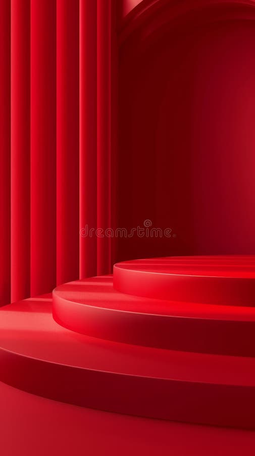 Abstract Red Background with Minimalist Geometric Shapes, Red Steps ...