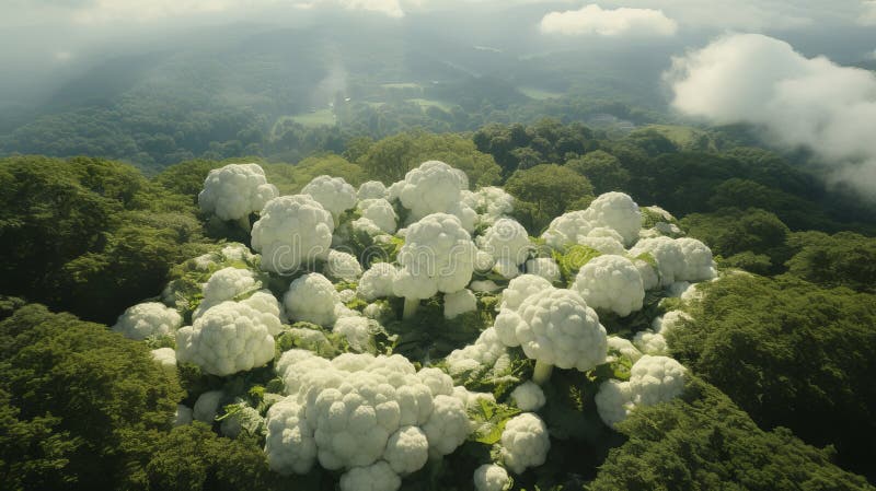 Whimsical Cauliflower Forest: Aerial Wonderland of Gigantic Botanical ...