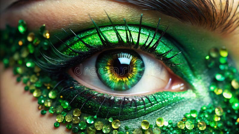 Emerald Sparkle Eyeshadow a CloseUp Masterpiece of Green Crystal Eye ...