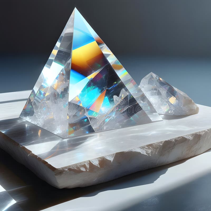 The Gleaming Stone Prism a Triangular Crystal Podium with Artistic ...