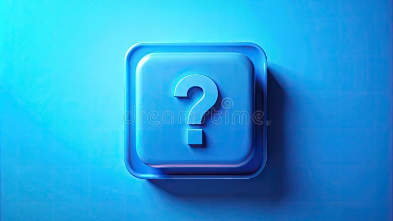 A RetroFuturistic Question Mark Button Pulsating Blue 3D Design for a ...