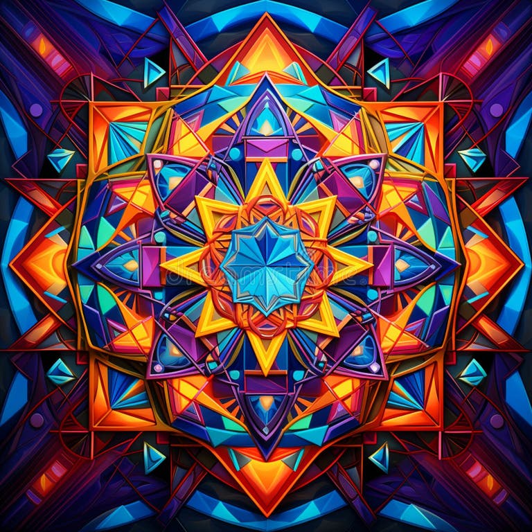 Kaleidoscopic Geometric Pattern Stock Photo - Image of pattern ...