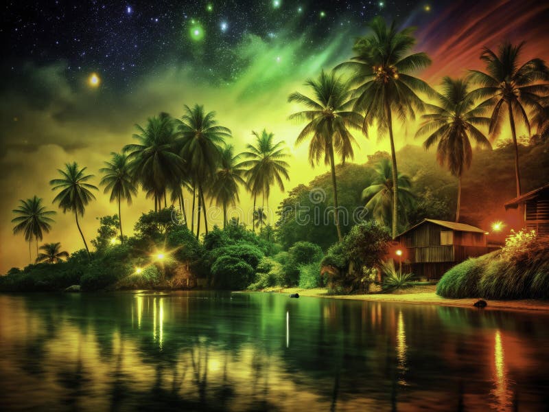 A Vibrant Nighttime Reggae Scene an AIGenerated Abstract Background ...