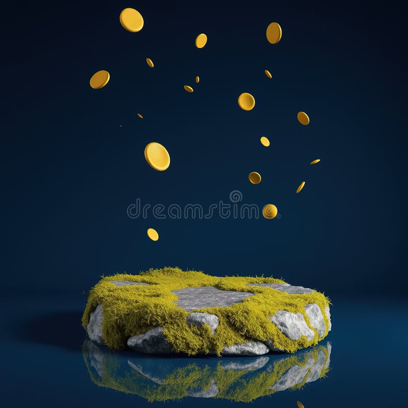 Luxurious MossCovered Stone Corner with Floating Objects Stunning ...