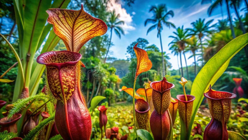 Enthralling Tropical Pitcher Plant Paradise a Vibrant Display of Exotic ...