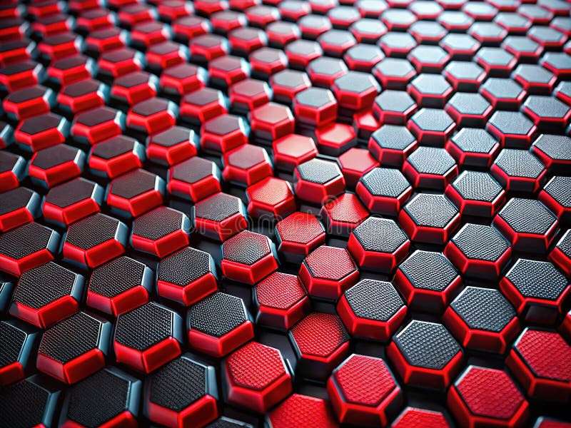 Stunning CloseUp Hexagonal Pattern Design Bold Red and Black Geometric ...