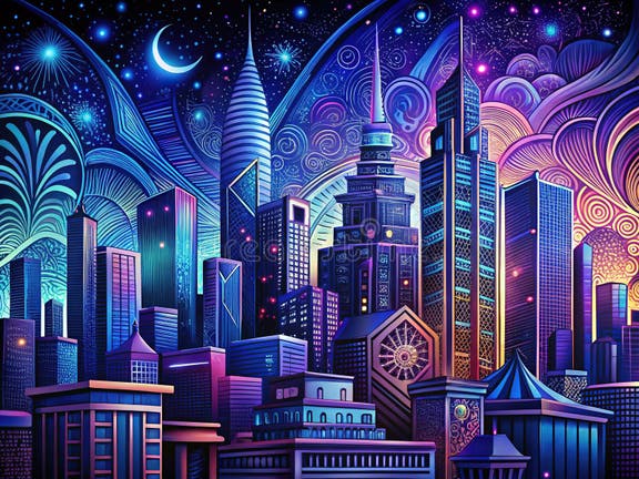 Intricate Embossed Lines a Dark Night Silhouette Geometric Abstraction ...