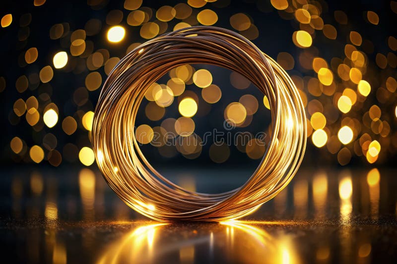 Golden Wire Circle Abstract Background a Dynamic Rotating Design for ...