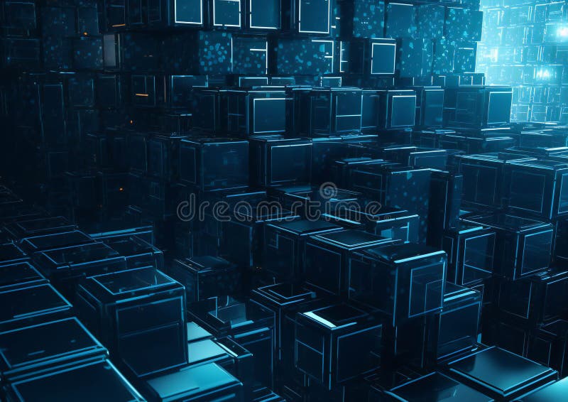 Mysterious Blue Blocks in an Enigmatic World (AI Generated) Stock ...
