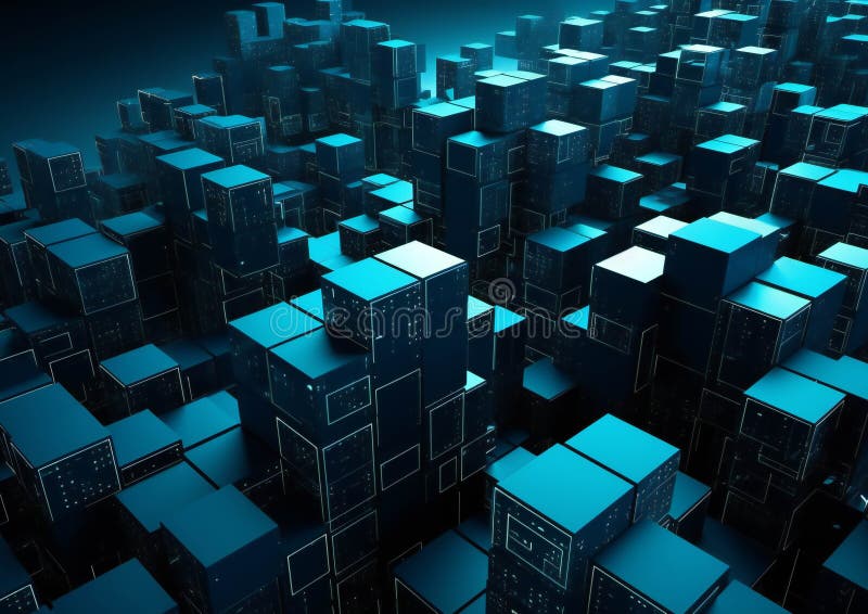 Mysterious Blue Blocks in an Enigmatic World (AI Generated) Stock ...