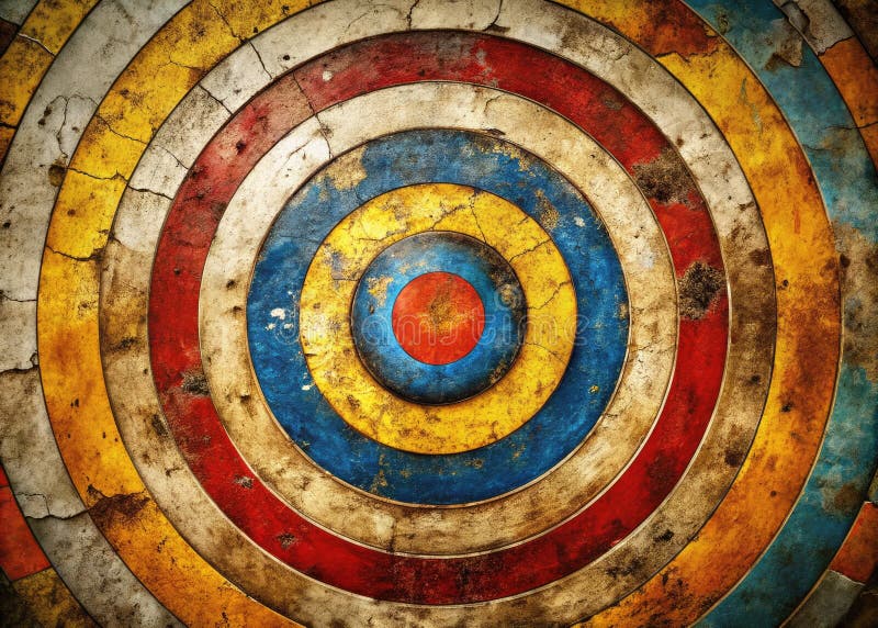 Vintage Abstract Art a Vibrant Textured Exploration of Concentric ...