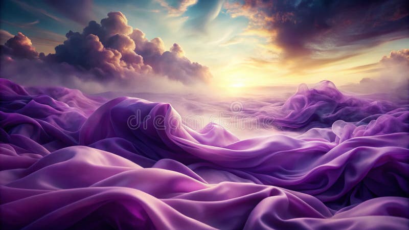 Enchanted Purple Silk Field a Surreal Double Exposure Soft Light ...