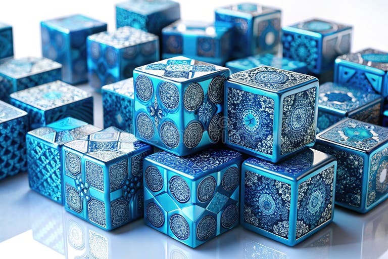 Intricate Blue Cube Pattern a CloseUp Exploration of Abstract 3D ...
