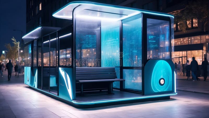 Cityscape Symphony: Bus Stop Artistry. Ai Generated Stock Illustration ...