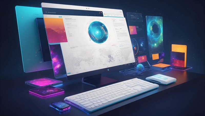 Coded Cosmos: Exploring the Luminous Traverse on-screen. Ai Generated ...