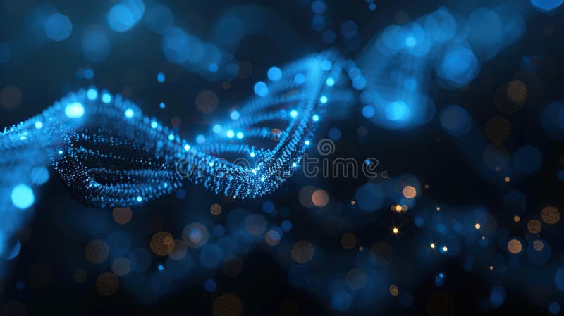 3D Rendering of a Glowing Blue Double Helix Stock Illustration ...