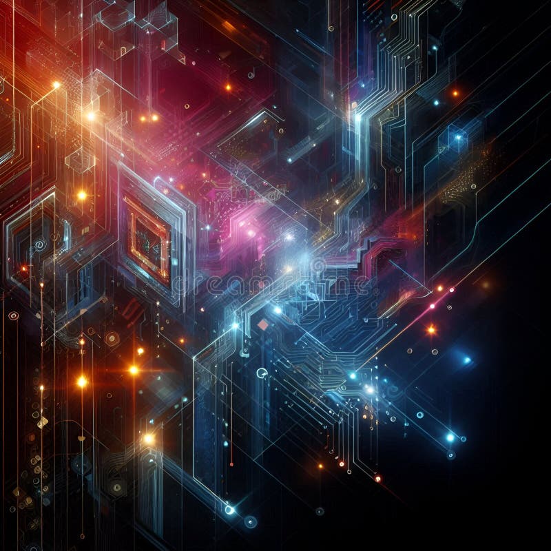 Tech Fusion: Technology-Themed Background Design, Generative AI. Stock ...