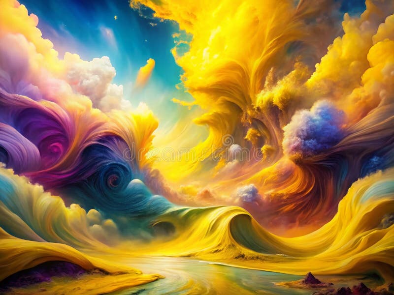 Immerse Yourself in a Dreamy Yellow Abstract Landscape Exploring ...