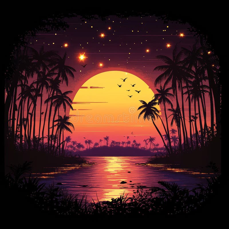 Immerse Yourself in a Dynamic Retro Synthwave Environment during Sunset ...