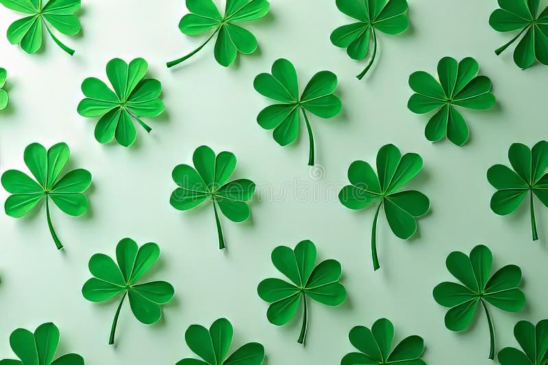 A Delicate Shamrock Pattern in Vibrant Emerald Green on a Pastel ...