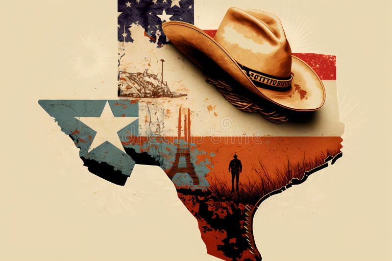 The Spirit of Texas: Digital Illustration of Iconic Images and Vibrant ...