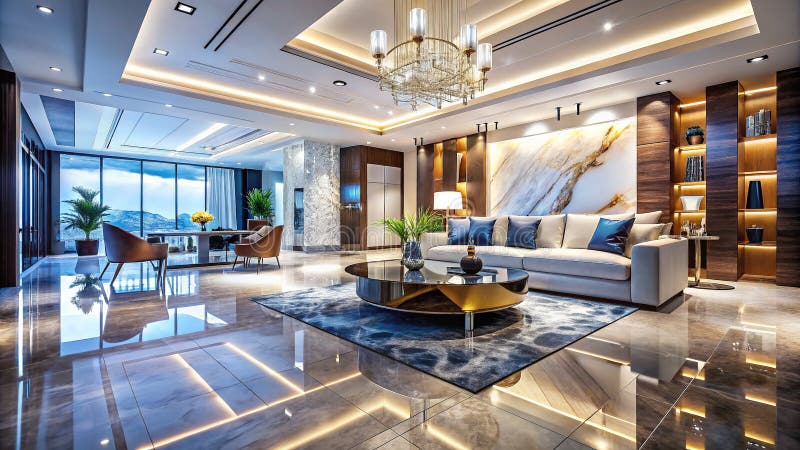 Modern Luxury Interior Design Showcasing a Stunning Reflective Marble ...