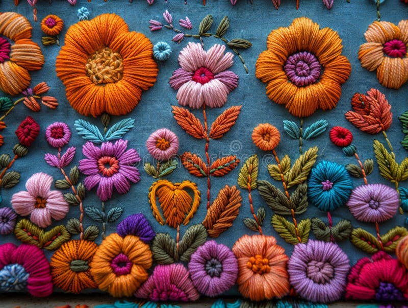 Blossoms in Thread: the Art of Embroidered Flowers" Stock Illustration ...