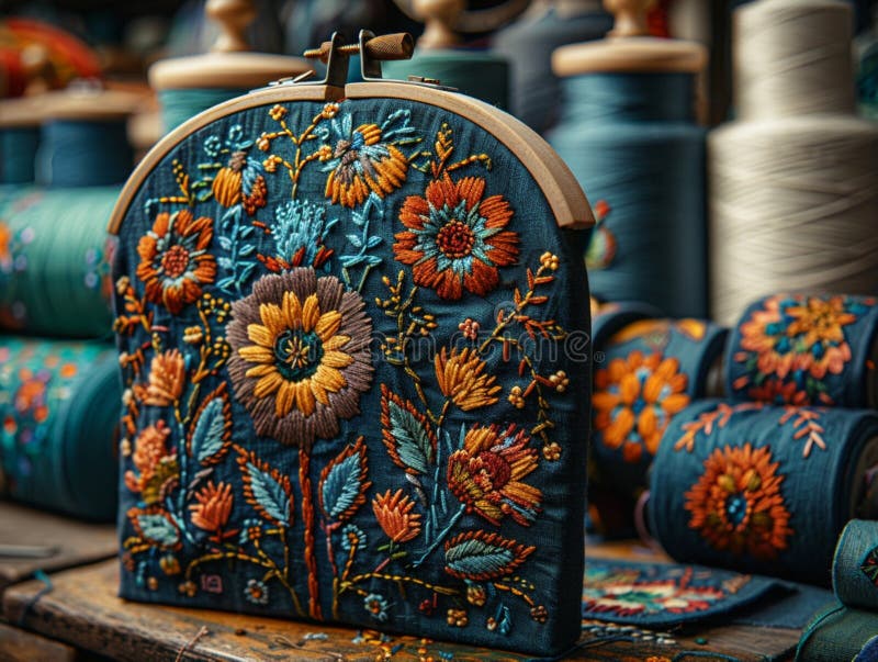 Blossoms in Thread: the Art of Embroidered Flowers" Stock Illustration ...