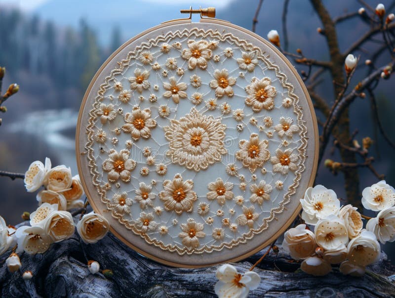 Blossoms in Thread: the Art of Embroidered Flowers" Stock Illustration ...
