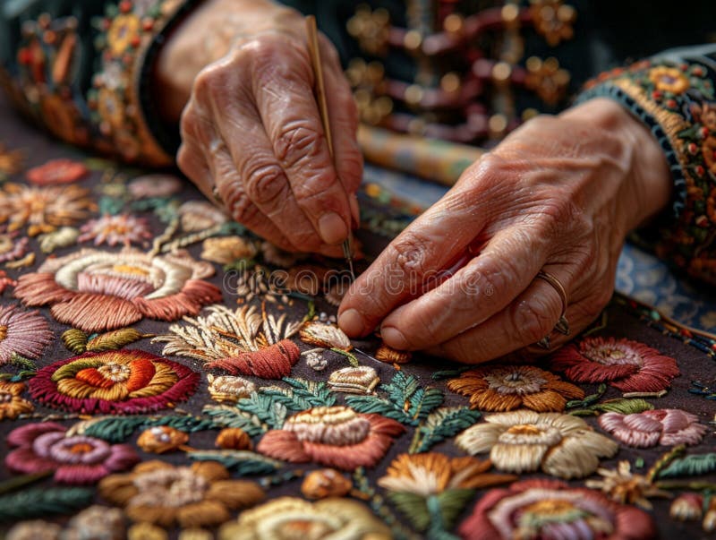 Blossoms in Thread: the Art of Embroidered Flowers" Stock Illustration ...