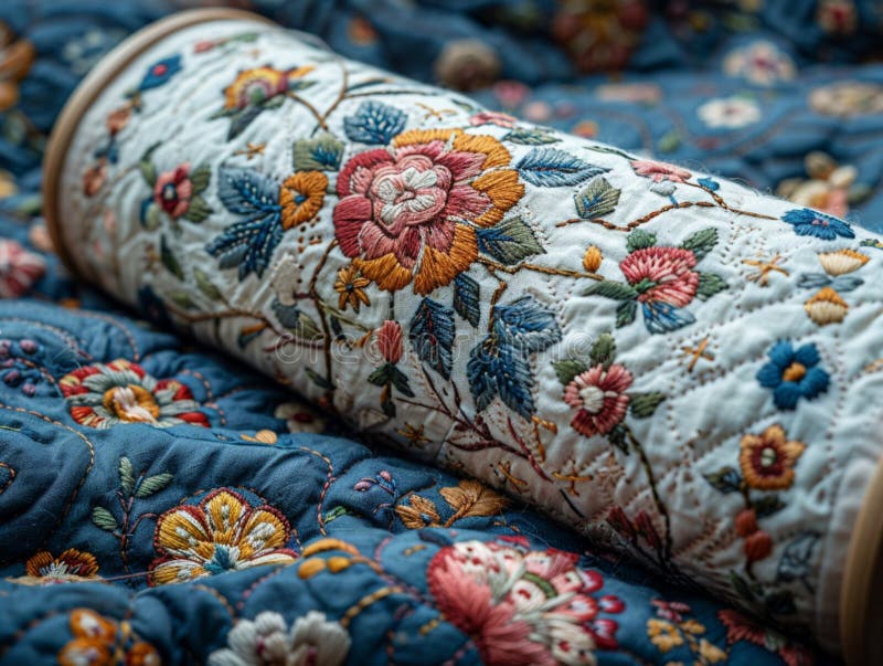 Blossoms in Thread: the Art of Embroidered Flowers" Stock Illustration ...