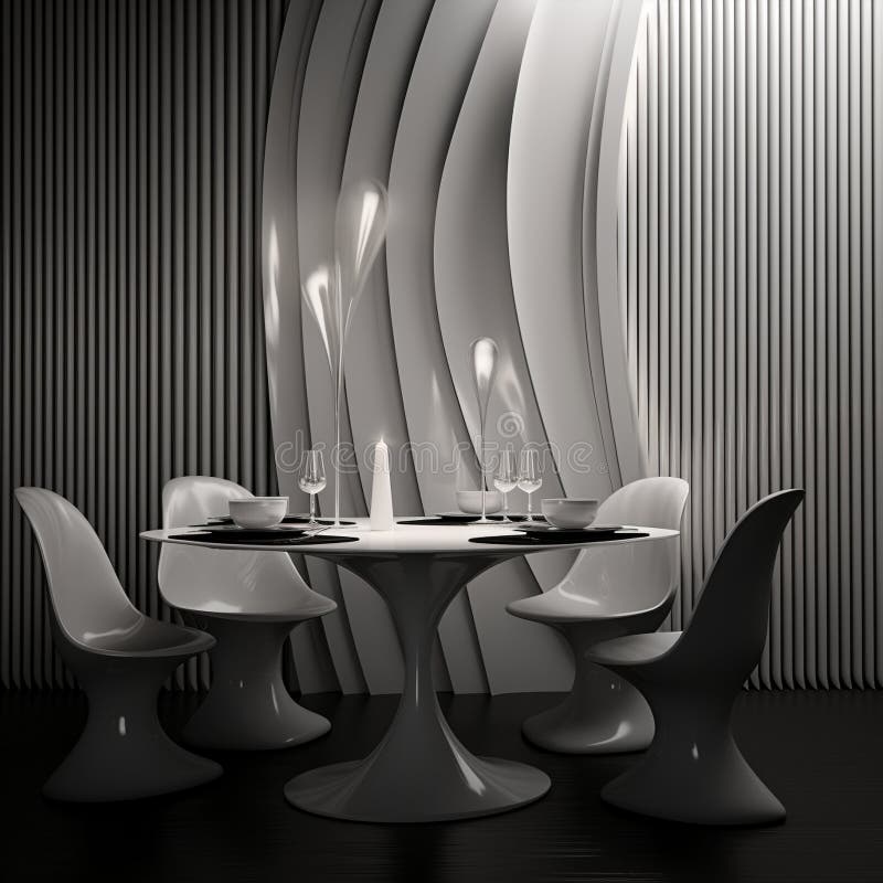 Futuristic and Minimalistic Dining Set Stock Photo - Image of clean ...