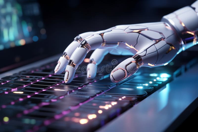 Tech Symphony: Robot Fingers Swiftly Typing on Futuristic Keyboard ...