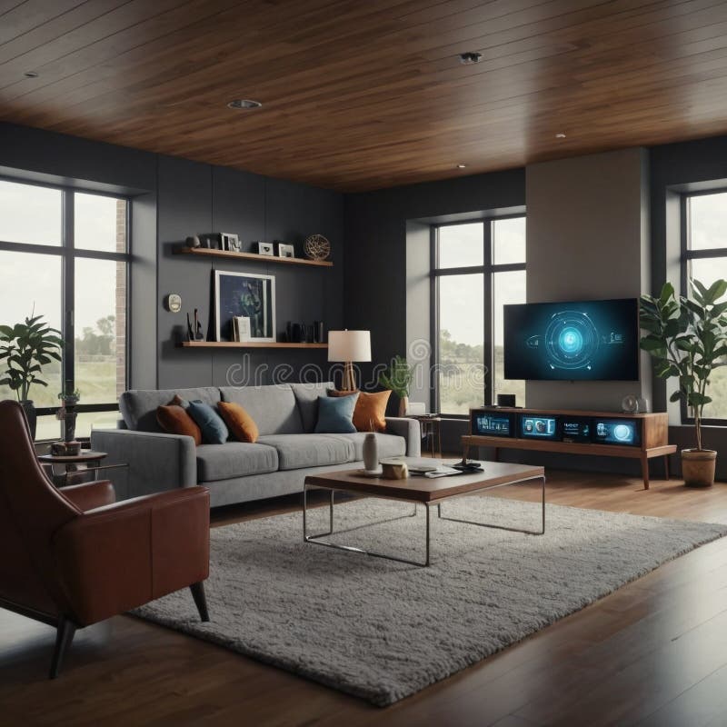 Seamless IoT Integration in a Smart Home Environment Stock Illustration ...