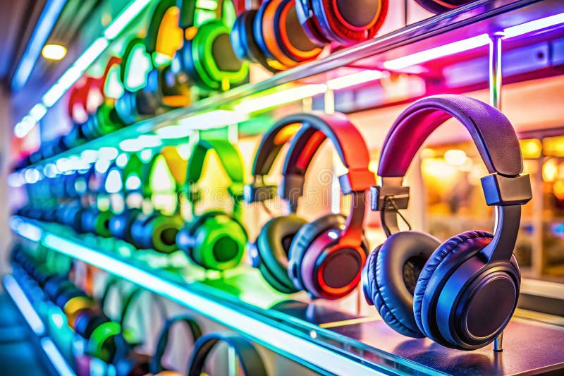Immerse Yourself in Gaming with Premium Headsets a Captivating Electronics Store Display Stock ...