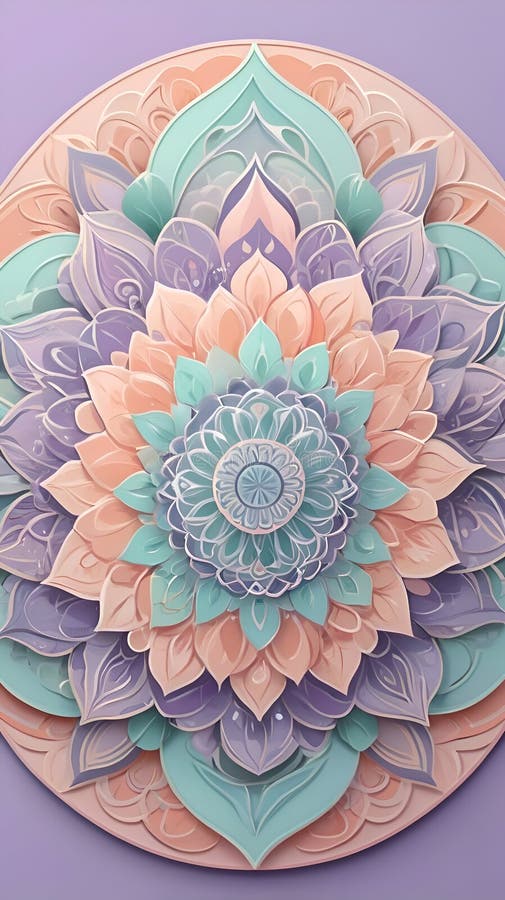 Pastel Mandala Cool Wall Art Stock Illustration - Illustration of leaf ...