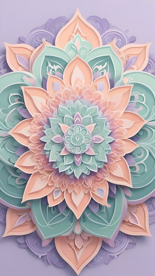 Pastel Mandala Cool Wall Art Stock Illustration - Illustration of ...