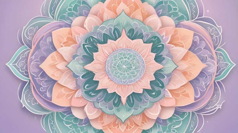 Pastel Mandala Cool Wall Art Stock Illustration - Illustration of green ...