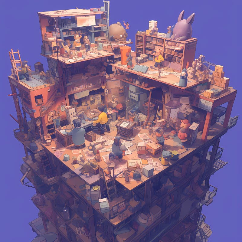 Vibrant Stop-Motion Studio Amidst Chaos Stock Illustration ...