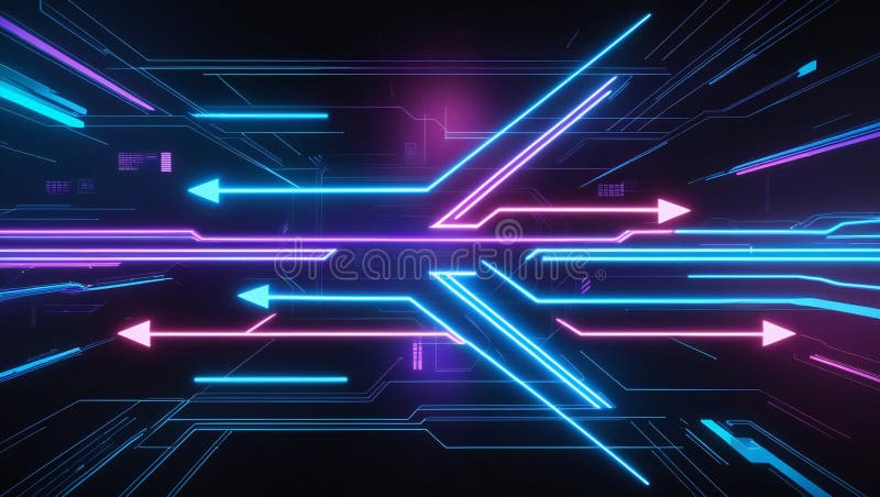 Futuristic Neon Arrows in Digital Tech Environment - AI-Generated Image ...