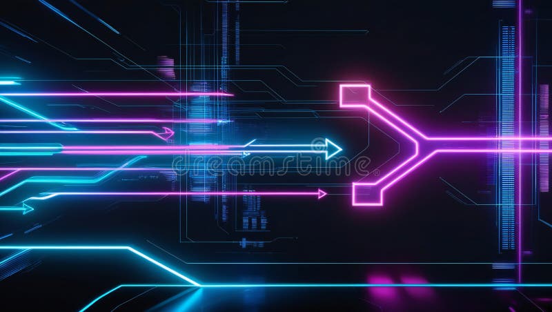 Futuristic Neon Arrows in Digital Tech Environment - AI-Generated Image ...