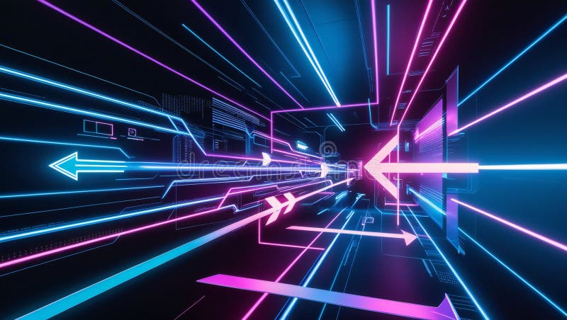 Futuristic Neon Arrows in Digital Tech Environment - AI-Generated Image ...