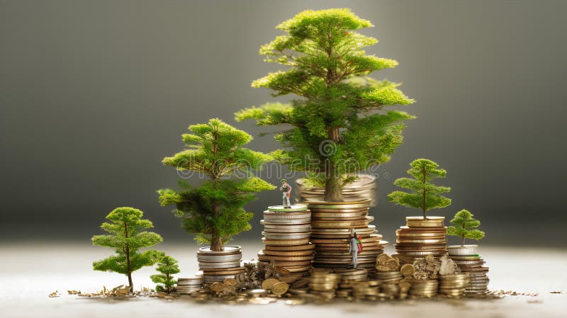 Ascending Abundance: Coins and a Growing Tree Paint a Picture of Wealth ...