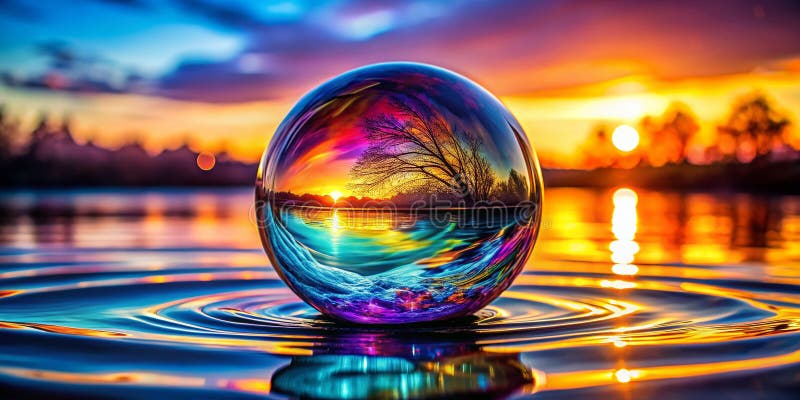 A Captivating 3D Water Orb Silhouette Abstract Art with a Chaotic Empty ...