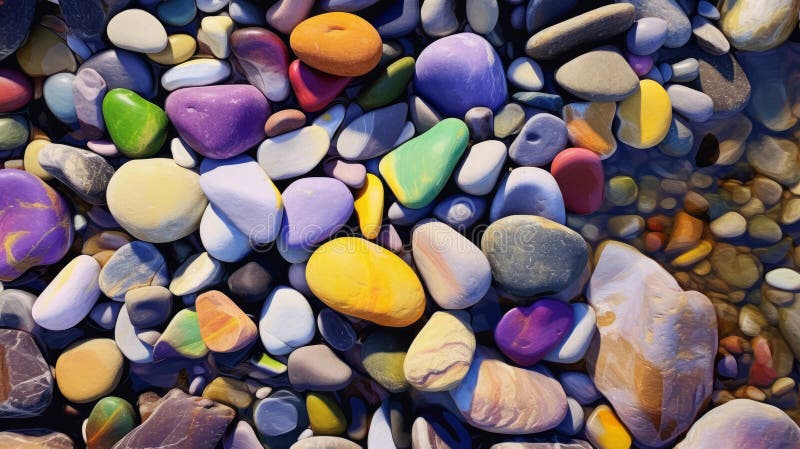 Rainbow River: Multicolored Pebble Artwork Stock Illustration ...