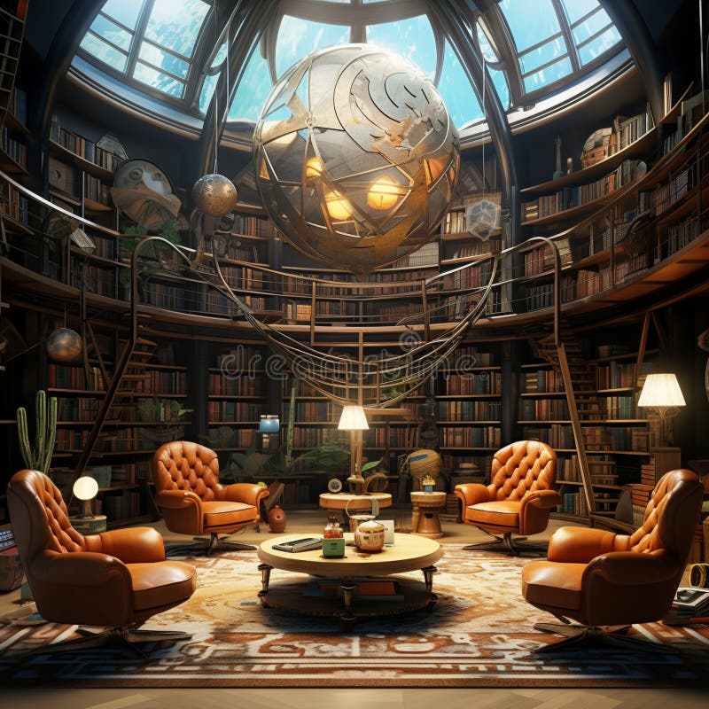Eclectic Library Interiors stock image. Image of mesmerizing - 291936469